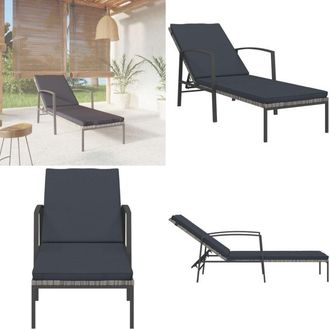 vidaXL Sonnenliege mit Auflage Poly Rattan Grau - Sonnenliege - Gartenliege - Rattanliege - Outdoor M&ouml;bel - Lounge Chair - Home & Living