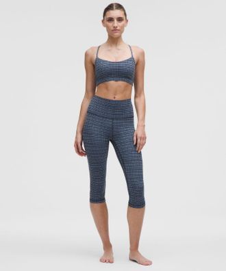 lululemon Align Crop Leggings mit hohem Bund für Frauen - 43 cm - Größe 12 in Glow Grid Washed Denim Multi