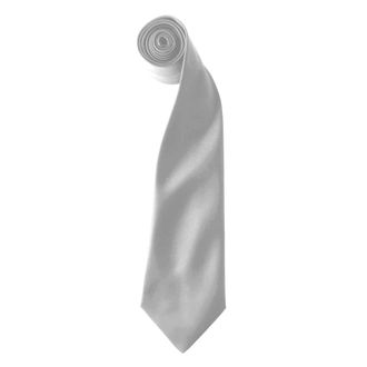 Premier Colours Herren Satin Clip Krawatte (2er Pack) (Silber Grau)