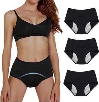 Generic Sous-v&ecirc;tements de soutien du plancher pelvien pour femme - Sous-v&ecirc;tements de soutien pelvien - Sous-v&ecirc;tements de plus de 60 ans, 3 pi&egrave;ces noires., XL