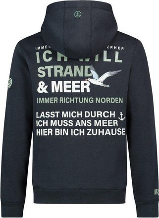 Eight2Nine Kapuzenpullover Herren Hoodie mit Mini Meerprint Sweater, Kapuzensweatshirt mit K&auml;ngurutasche, mit Kapuze