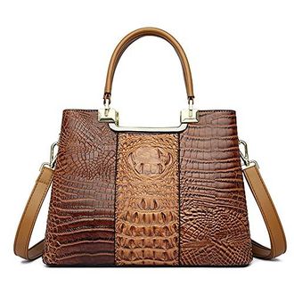 Generic Sac &agrave; main en cuir v&eacute;ritable pour femme, sac &agrave; main tendance avec poign&eacute;e sur le dessus, grand sac fourre-tout pour femme, jaune, Large