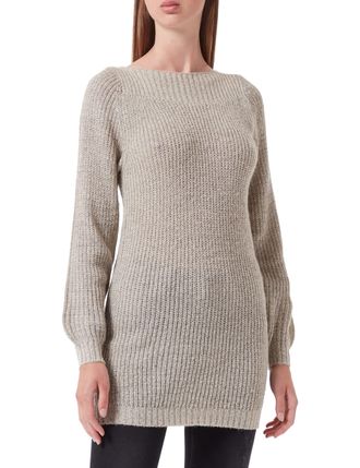 Jacqueline de Yong ONLY Damen Jdywhitney Megan L/S B&aring;d Kjole Knt Noos Kleid, Cement/Detail:w Black Ply, XXS EU
