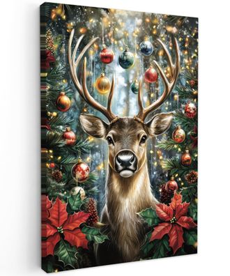 MuchoWow &copy; Weihnachtsdeko Leinwand Gro&szlig; 80x120 cm XXL Deko Schlafzimmer Weihnachtsgeschenke Leinwandbilder Wohnzimmer Gem&auml;lde Living Room Decoration Geschenke 