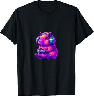 Hello Kitty Capybara Gaming Illustration Farben Cartoon Stil Art 3D T-Shirt