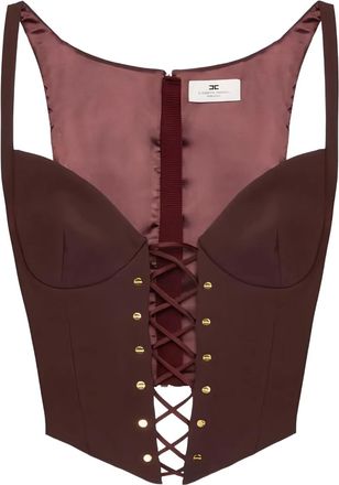 Elisabetta Franchi haut bustier à détail de laçage - Rouge