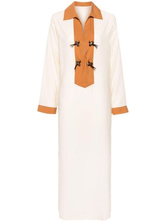 Fortela robe-caftan W-ADISH1 &agrave; effet froiss&eacute; - Tons neutres