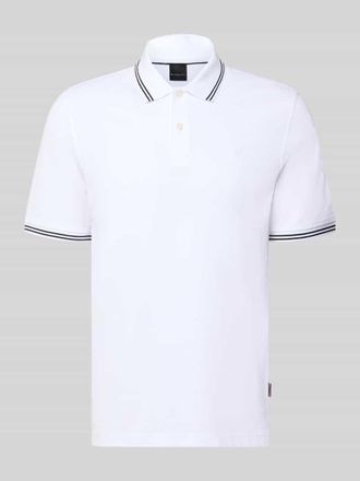Bugatti Slim Fit Poloshirt mit Label-Stitching