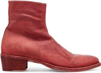 424 Bottines aspect d&eacute;lav&eacute; en cuir