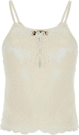 Twinset Femme, Tops, Beige, Taille: 42 FR Haut en dentelle crochet&eacute;e