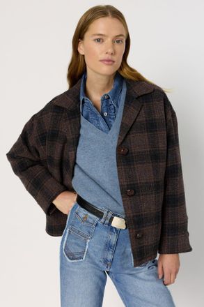 Gerard Darel Veste &agrave; carreaux en laine - NERINA - Marron