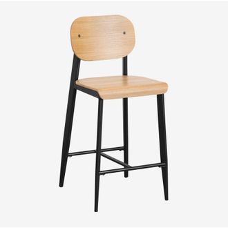 Sklum Tabouret haut 65 cm en placage chêne And SKLUM Noir