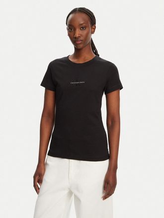 Calvin Klein Jeans T-Shirt Monologo J20J223563 Schwarz Slim Fit