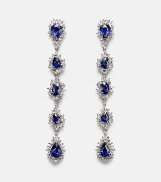Suzanne Kalan Ohrringe aus 18kt Wei&szlig;gold mit Diamanten und Saphiren