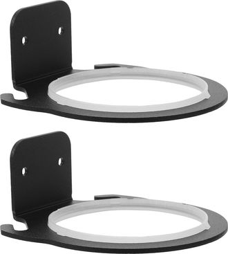 SOLUSTRE 2 St&uuml;ck-Pack Wandmontierte Haartrocknerhalterung aus Schwarzem Metall Platzsparender Haartrocknerst&auml;nder f&uuml;r Badezimmer und Stylingger&auml;te Stabiler F&ouml;h