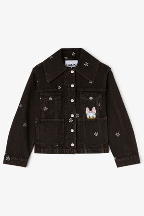 Ganni x Disney Veste courte en denim Daisy Duck Marron Coton biologique - Taille 34 - Pour Femme