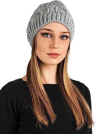 DALLE PIANE CASHMERE Bonnet avec Tresses - Made in Italy - Femme, Couleur: Gris, Taille Unique