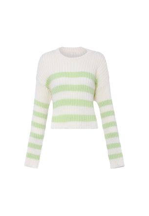 Mymo Strickpullover Damen WOLLWEISS LIMETTE