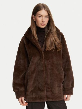 Luisa Spagnoli Pelzmantel Stelle 543832 Braun Oversize