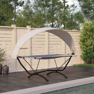 vidaXL Outdoor-Loungebett mit Dach Creme Stahl und Oxford-Stoff - Vidaxl