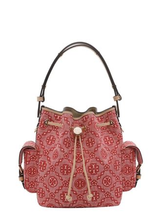 Tory Burch Womens Bag T-Monogram Red Cotton Handbags Hand