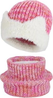 Generic Bonnet Femme Hiver Bonnet Femme Chapeau Femme Hiver Confortable Classique - Set Bonnet + &Eacute;charpe Col Hiver, Cache-Oreilles Stylish, Parfait pour Rando