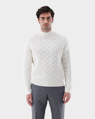 van Laack Stehkragenpullover mit Kaschmir und Zopfmuster
