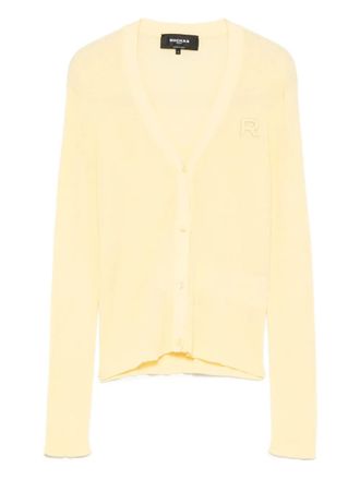 Rochas cardigan &agrave; logo brod&eacute; - Jaune