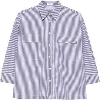 Brunello Cucinelli Femme, Blouses et Chemises, Bleu, Taille: 38 FR Chemise en coton ray&eacute;