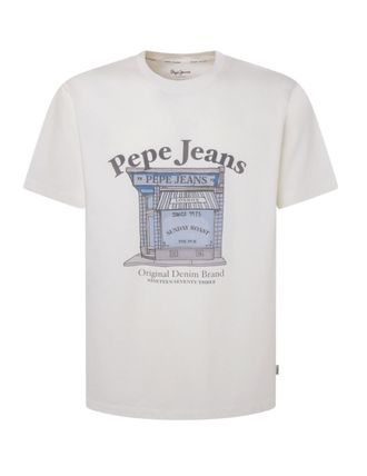 Pepe Jeans London Unisex Aggo T-Shirt, Gebrochenes Weiß, M
