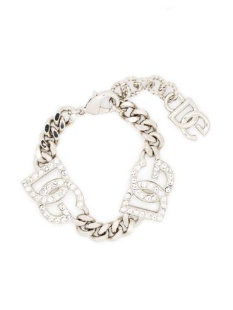 Dolce & Gabbana bracelet en cha&icirc;ne serti de cristaux - Argent
