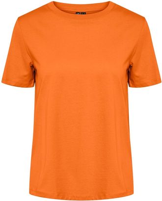 Pieces Pieces Damen Pcria Ss Solid Tee Noos Bc, Persimmon Orange,XS