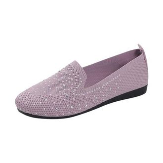 Generic Chaussures plates &agrave; enfiler pour femme avec strass et bout rond - &Eacute;l&eacute;gantes - Respirantes - L&eacute;g&egrave;res et confortables - Large largeur - Pour f&ecirc;te, trava