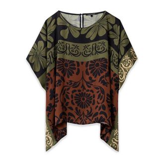 Luisa Cerano Cape-Bluse mit Blattdruck - - Blouses & Shirts - Damen - Mehrfarbig - M