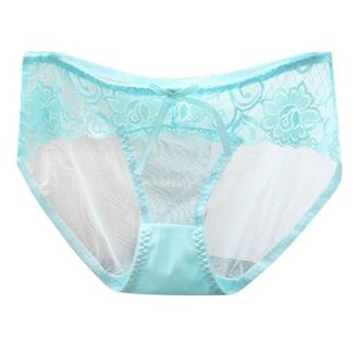 Generic Culotte Coton pour Femme, Pantalon Triangle Transparent Taille Basse sans Coutures, sous-vêtements en Maille Fine en Pur Coton (Light Blue, M)