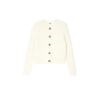 BA&SH Femme, Pulls, Blanc, Taille: 40 FR Élégant Gilet en Tricot Ottoman