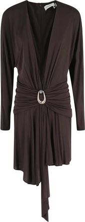 CHRISTOPHER ESBER Femme, Robes, Brun, Taille: 32 FR Mini-robe drap&eacute;e avec &eacute;pingle en pierre