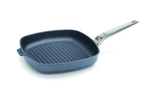 Woll Diamond LITE Pro Induktion, Guss-Steakpfanne viereckig mit Edelstahlstiel, 28 x 28 cm, 4 cm hoch mit Rillen