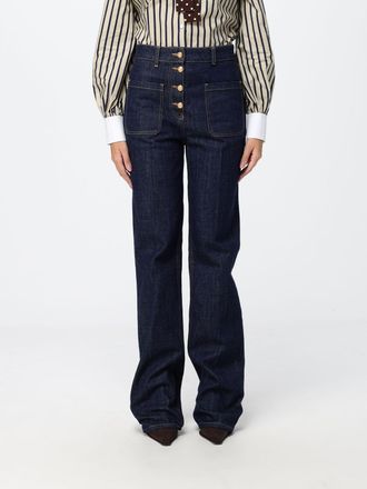 Valentino Garavani Jean droit taille haute en denim de coton bleu