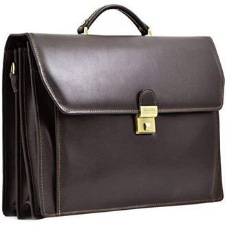 Katana Cartable 3 soufflets en cuir - marron fonc&eacute; - 39 x 30 x 13 cm - Marron