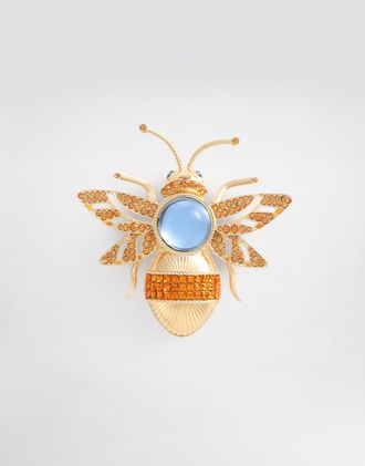 Dolce & Gabbana Bee-shaped Brooch With Rhinestones - Mann Bijoux Orange Metall Onesize