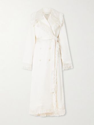 FFORME Lise Trenchcoat Aus Einer Seidenmischung Mit Fransen Und Fransen - Creme