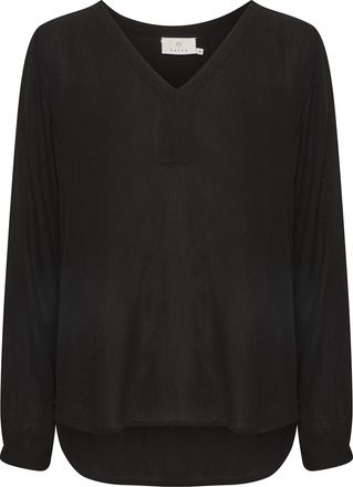Kaffe Langarm-Bluse Amber Damen Bluse Amber Langarm V Ausschnitt Casual Shirt 48, Black