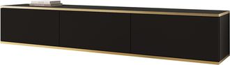 Mirjan24 TV Lowboard Orenate 175, Griffloses Öffnungssystem, 3 Klappe/Tür, TV Board Sideboard, Unterschrank, Fernsehschrank, TV Tisch, Fernsehtisch (Schwarz/Sc