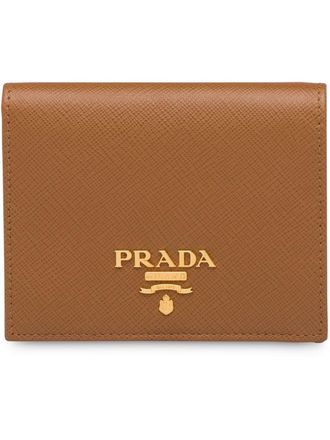 Prada petit portefeuille &agrave; plaque logo - Marron