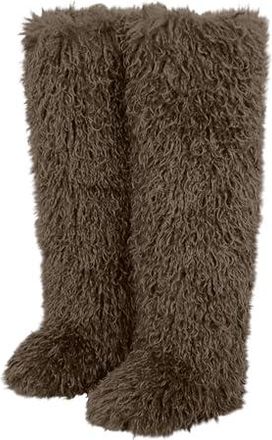 Generic Bottes dhiver en laine dagneau pour femme - Bottes hautes - Bottes longues avec bout rond - Bottes au-dessus du genou pour femme - 41, caf&eacute;, 42 EU