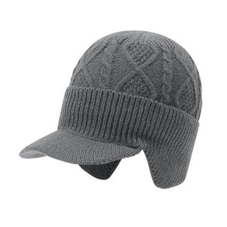 Generic Bonnet dhiver tricot&eacute; avec oreilles - Bonnet thermique pour activit&eacute;s de plein air par temps froid, gris fonc&eacute;, taille unique