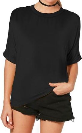 Re Tech UK T-Shirt Long Ample - pour Femme - col Rond avec Bande/Manches retroussées/Coupe Chauve-Souris - Grandes Tailles - Noir - XXXL EU 52-54 (Grande Taille)