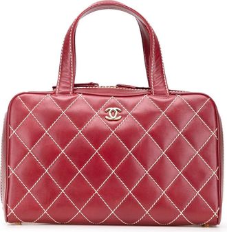 Chanel Crossbody Bags - CC Lambskin Wild Stitch Handbag - Gr. unisize - in Rot - für Damen