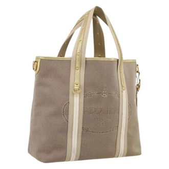Prada Pre-owned Canvas Tote Bag - - Pre-owned - Damen - Beige - ONE SIZE